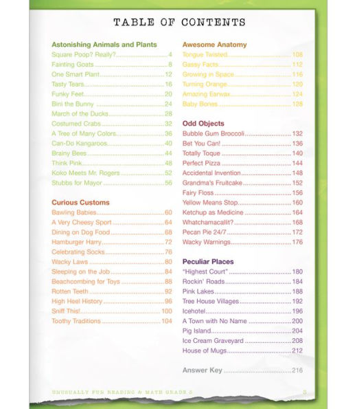 Unusually Fun Reading & Math Workbook, Grade 3: Seriously Fun Topics to ...