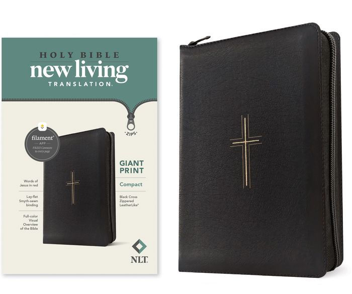 NLT Compact Giant Print Zipper Bible, Filament Enabled (LeatherLike ...
