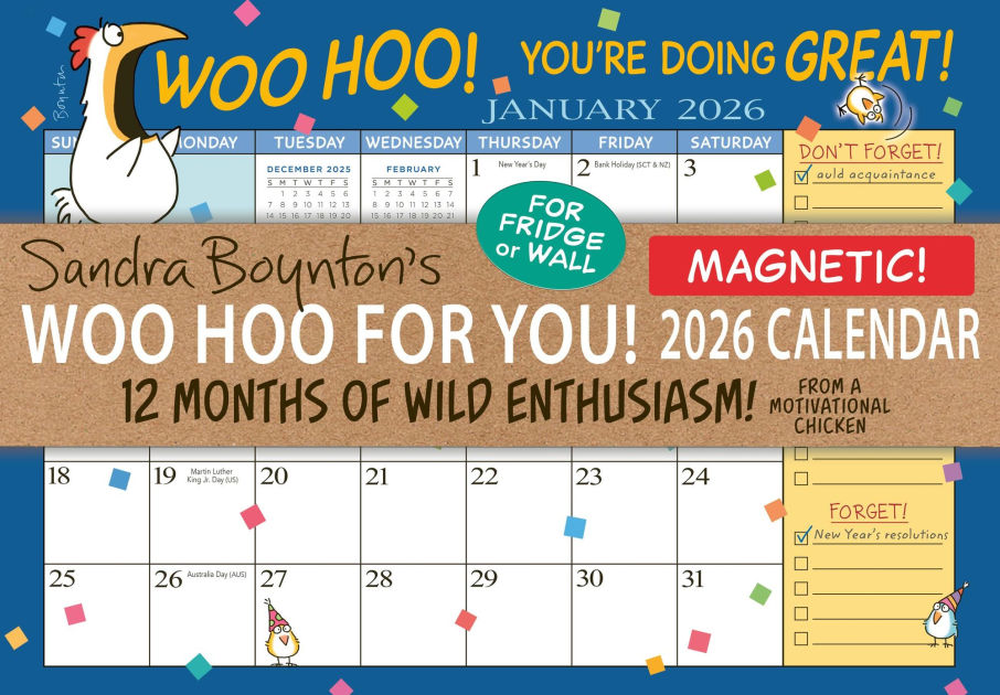 Sandra Boynton's Woo Hoo for You! 2026 Magnetic Calendar: 12 Months of ...
