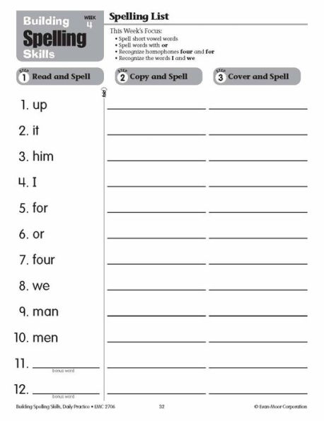Building Spelling Skills Grade 2 by Evan-Moor Educational Publishers ...
