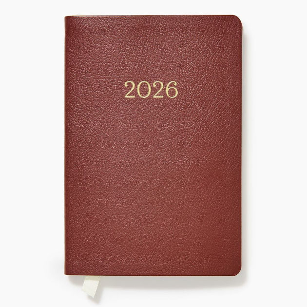 2025-2026 Paper Source Maroon Leather 18-Month Weekly Pocket Planner by ...
