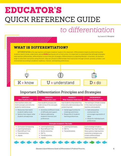 Educator's Quick Reference Guide to Differentiation by Laurie E ...