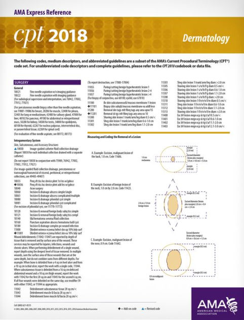 CPT 2018 Express Reference Coding Card: Dermatology by AMA, Other ...