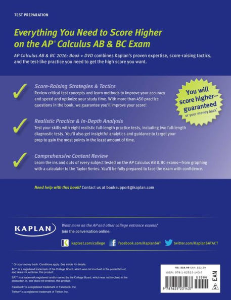 Kaplan AP Calculus AB & BC 2016: Book + DVD by Tamara Lefcourt Ruby ...
