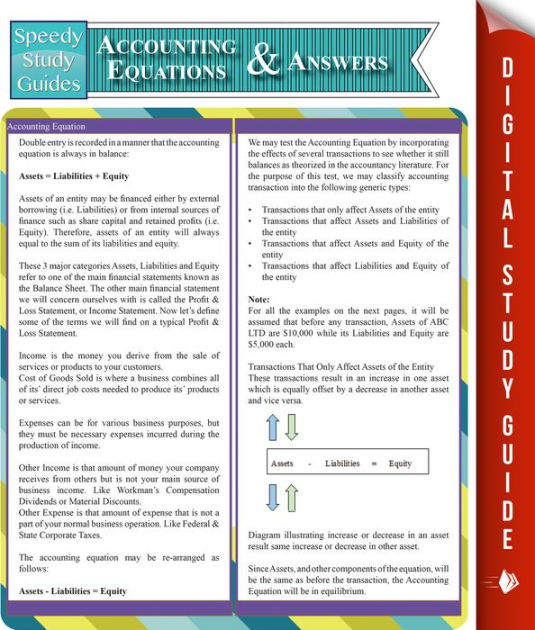 Accounting Equations And Answers (Speedy Study Guides) by Speedy ...