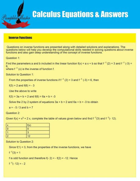 Calculus Equations & Answers by Pamphlet Master, Paperback | Barnes ...