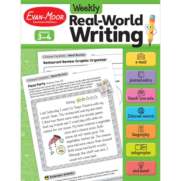 Weekly Real-World Writing, Grade 3 - 4 Teacher Resource by Evan-Moor ...