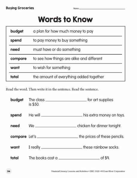 Financial Literacy Lessons and Activities, Grade 2 Teacher Resource by ...