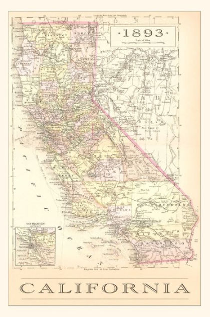The Vintage Journal 1893 Map of California by Found Image Press ...