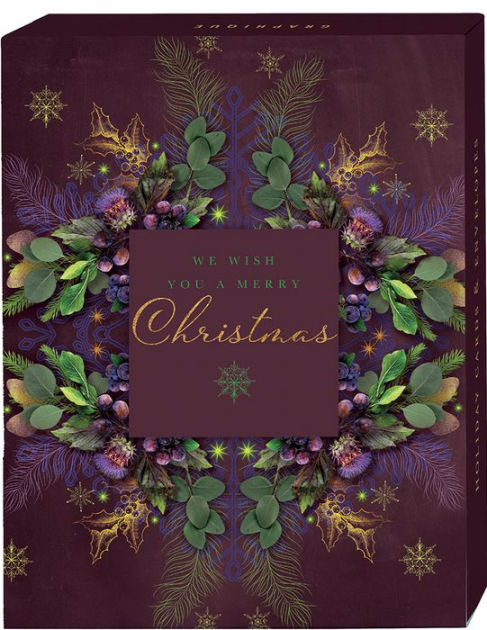 Purple Botanical Wish You Merry Christmas Holiday Boxed Cards by ...