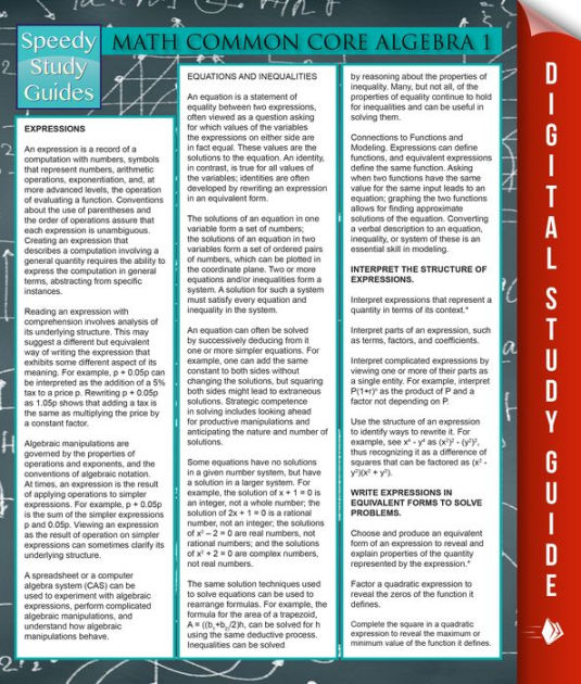 Math Common Core Algebra 1: Speedy Study Guides by Speedy Publishing ...