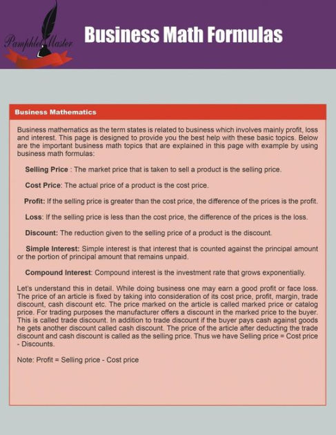 Business Math Formulas by Pamphlet Master | NOOK Book (eBook) | Barnes ...
