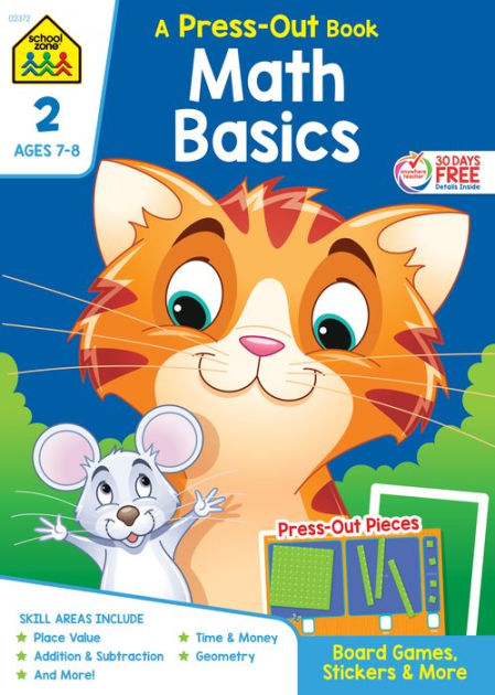School Zone Math Basics Grade 2 Press-Out Workbook by School Zone ...