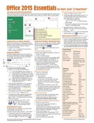 Microsoft Office 2013 Essentials Quick Reference Guide (Cheat Sheet of ...