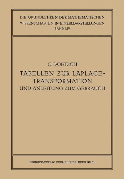 Tabellen zur Laplace-Transformation und Anleitung zum Gebrauch by ...