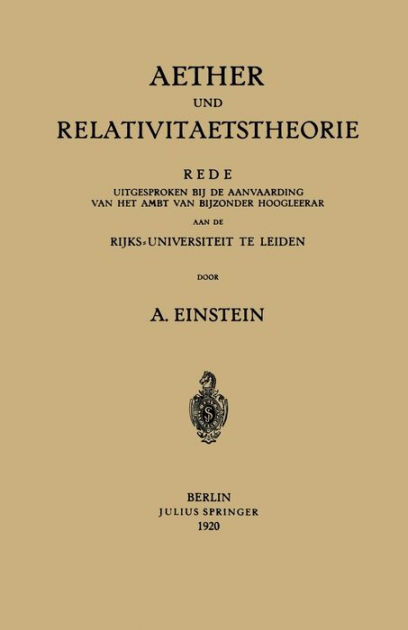 Aether und Relativitaetstheorie by Albert Einstein, Paperback | Barnes ...
