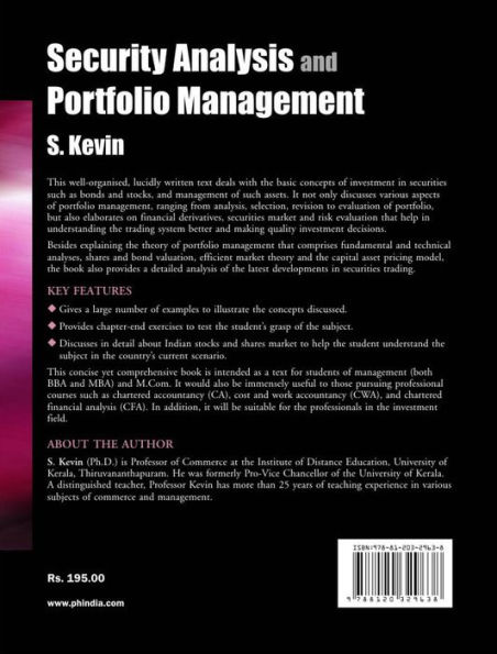 SECURITY ANALYSIS AND PORTFOLIO MANAGEMENT by S. KEVIN | eBook | Barnes ...