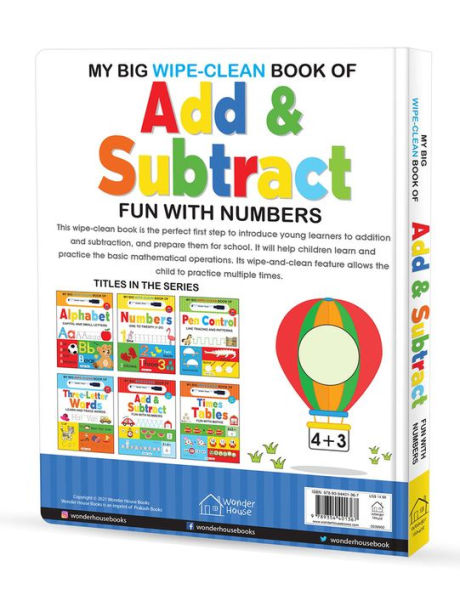 My Big Wipe And Clean Book of Add And Subtract for Kids: Fun With ...