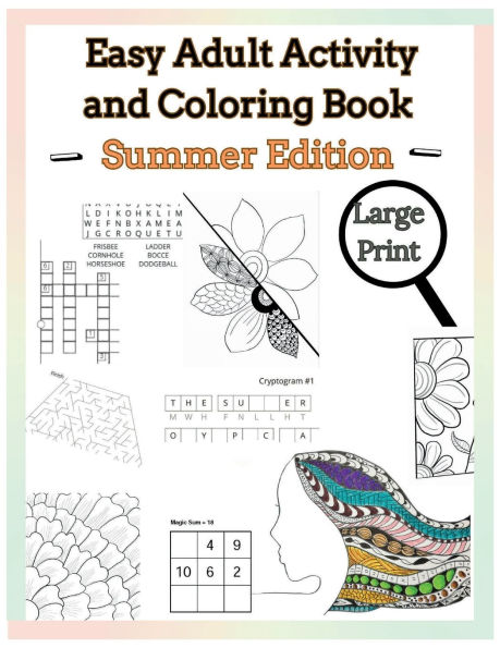 Easy Adult Activity and Coloring Book - Summer Edition: Easy Large ...