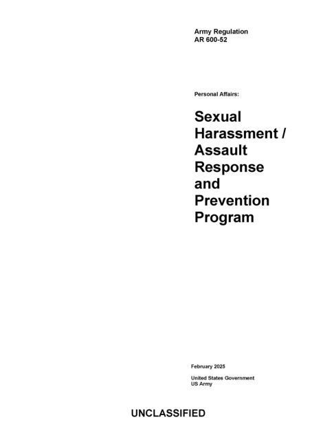 Army Regulation AR 600-52 Personal Affairs: Sexual Harassment / Assault ...