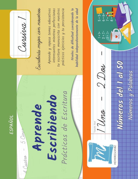 Practicas de Escritura - Nï¿½meros del 1 al 50 - Letra Cursiva, Nivel 1 ...