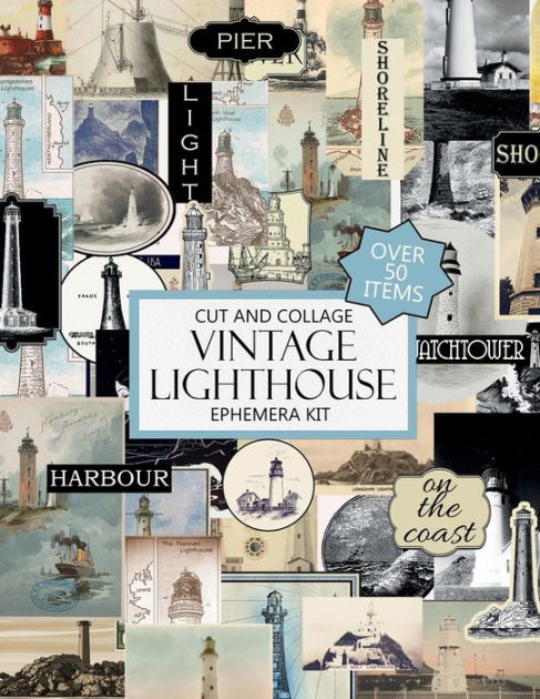 Vintage Lighthouse Cut and Collage Ephemera Kit by Digital Attic Studio ...