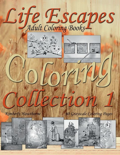 Life Escapes Coloring Collection 1 Grayscale Adult Coloring Book by ...