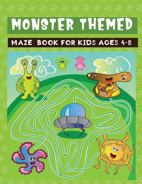monster themed maze book for kids ages 4-8: Fun Maze Puzzle book with ...