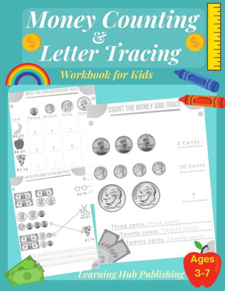 Money counting and Letter Tracing Workbook for Kids: Coin Counting, Pre ...