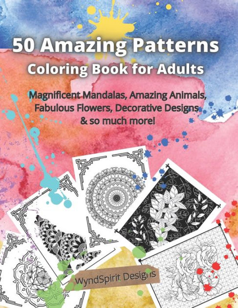 50 Amazing Patterns Coloring Book for Adults: Stress relieving designs ...