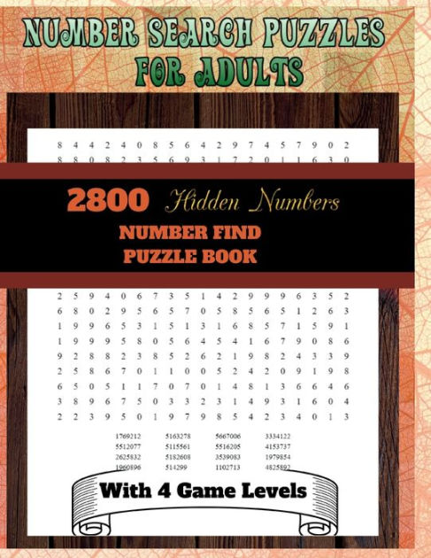 Number Search Puzzles For Adults: Number Find Puzzle Book by Kevin ...