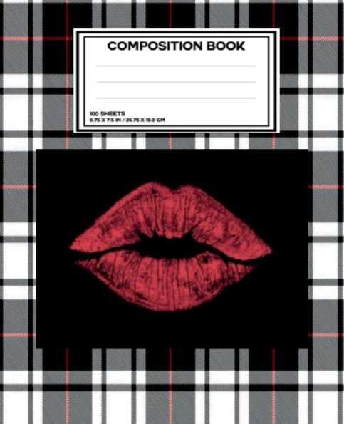 Plaid & Red lipstick kiss composition book by Amber Jefferson ...