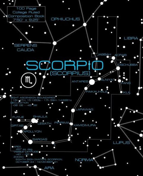 Scorpio Zodiac Sign College Ruled Composition Book: 7.5" x 9.25" 100 ...