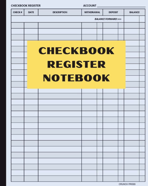 Checkbook Register Notebook: Check Register Transaction Log Book by ...