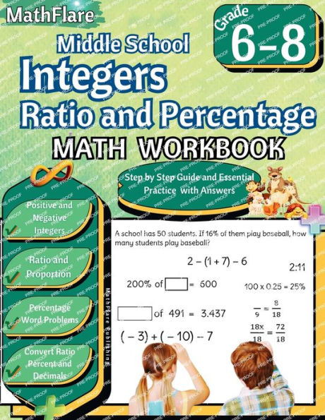 Integers, Ratio and Percentage Math Workbook 6th to 8th Grade: Middle ...