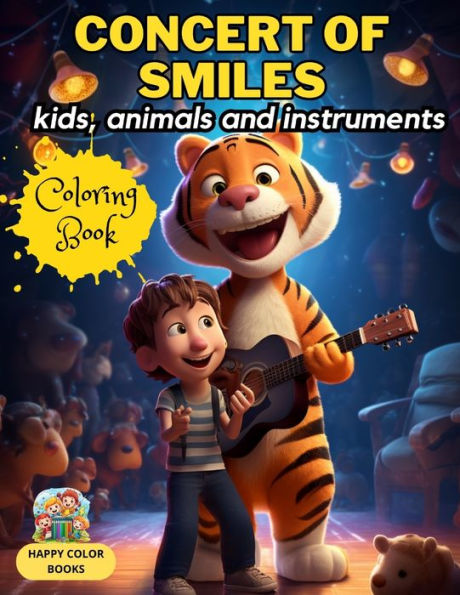 Concert of Smiles: Kids, animals and instruments Coloring book: Fun ...