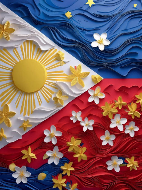 Philippines National Flag Floral Beautiful Filipino Flowers Flag Asian ...